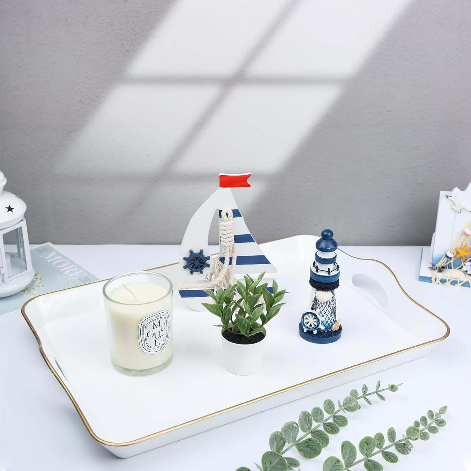 Bayou Breeze Rectangular Melamine Sunflower Serving Tray, 2-Piece Hydrangea Serving Platter Set ...